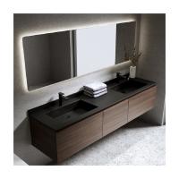 China Wall Mounted Double Sink Solid Wood Bathroom Vanity Cabinet for Customized Made Order for sale