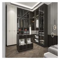 China Customized Wooden Modern Walk In Wardrobe with High End Lacquer Panel Storage Solution for sale
