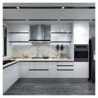 China Waterproof Fireproof Customized Design Full Furniture Modern Glossy Kitchen Cabinets for Apartment for sale