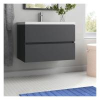 China Solid Wood Round Suspended Bathroom Vanity with Sink and Small Format Glossy Finish for sale