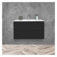 China Solid Wood Round Suspended Bathroom Vanity with Sink and Small Format Glossy Finish for sale