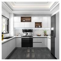 China Kitchen Pantry Cabinets with Quartz Stone Countertop and Drawer Basket by YALIG 2024 for sale