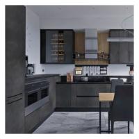 China Full Bullnose Countertop Edging Black Matte Lacquer Finish Solid Wood Modular Cabinet for sale