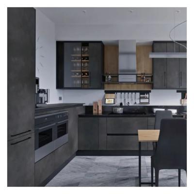 China Full Bullnose Countertop Edging Black Matte Lacquer Finish Solid Wood Modular Cabinet for sale