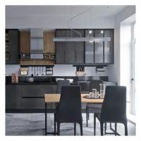 China Full Bullnose Countertop Edging Black Matte Lacquer Finish Solid Wood Modular Cabinet for sale