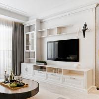 China Custom Designs Accepted Contemporary Luxury Wooden TV Unit with TV Stand Cabinet for sale