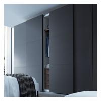China Wooden Stylish Minimalist Dark Lacquer Matte Modern Bedroom Wardrobe With Pull Out Doors for sale