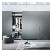 China Wooden Stylish Minimalist Dark Lacquer Matte Modern Bedroom Wardrobe With Pull Out Doors for sale