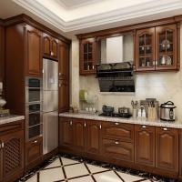 China Solid Wood European Kitchen Cabinets with Custom-made Design and Flat Edge Countertop for sale