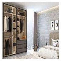 China Solid Wood Bedroom Wardrobe with Customised Glass Door Panels and Metal Sliding Doors for sale