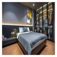 China Solid Wood Bedroom Wardrobe with Customised Glass Door Panels and Metal Sliding Doors for sale