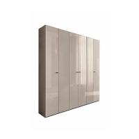 China Home Furniture Glossy Acrylic Panel Solid Wood Bedroom Wardrobe with Black Glass Door for sale