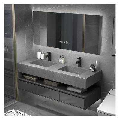 China Wall Mounted Modern Design Dark Lacquered Bathroom Cabinet for Apartments and Hotels for sale