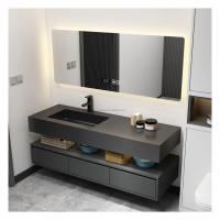 China Wall Mounted Modern Design Dark Lacquered Bathroom Cabinet for Apartments and Hotels for sale