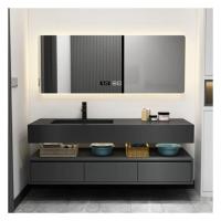 China Wall Mounted Modern Design Dark Lacquered Bathroom Cabinet for Apartments and Hotels for sale