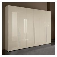 China Home Furniture Glossy Acrylic Panel Solid Wood Bedroom Wardrobe with Black Glass Door for sale