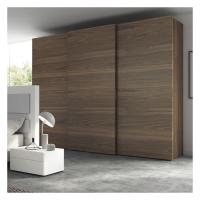 China Modern Home Bedroom Set Furniture Solid Wood Master Wardrobe Glossy Dark Wood Grain for sale