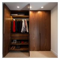 China Modern Home Bedroom Set Furniture Solid Wood Master Wardrobe Glossy Dark Wood Grain for sale