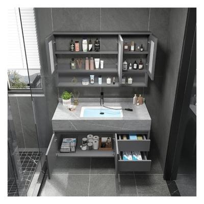 China Customized Single Bathroom Vanity with Smart Mirror Minimalist Solid Wood Cabinet for sale