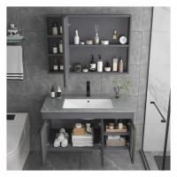 China Customized Single Bathroom Vanity with Smart Mirror Minimalist Solid Wood Cabinet for sale