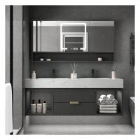 China Customized Single Bathroom Vanity with Smart Mirror Minimalist Solid Wood Cabinet for sale