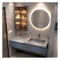 China Customized Single Bathroom Vanity with Smart Mirror Minimalist Solid Wood Cabinet for sale