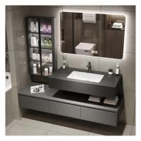 China Customized Single Bathroom Vanity with Smart Mirror Minimalist Solid Wood Cabinet for sale