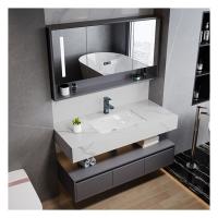 China Customized Single Bathroom Vanity with Smart Mirror Minimalist Solid Wood Cabinet for sale