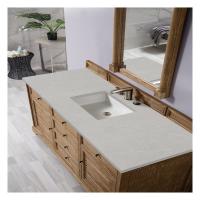China Luxury Solid Wood Bathroom Vanity with White Rock Slab Countertop and Faucet Included for sale