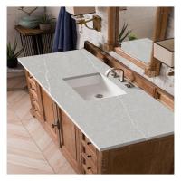 China Luxury Solid Wood Bathroom Vanity with White Rock Slab Countertop and Faucet Included for sale