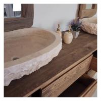China Solid Wood Countertop Bathroom Cabinet with Silver Mirror and Vintage Style Vanity for sale