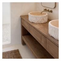 China Solid Wood Countertop Bathroom Cabinet with Silver Mirror and Vintage Style Vanity for sale