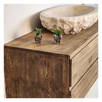 China Solid Wood Countertop Bathroom Cabinet with Silver Mirror and Vintage Style Vanity for sale
