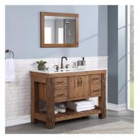 China Solid Wood Countertop Bathroom Cabinet with Silver Mirror and Vintage Style Vanity for sale
