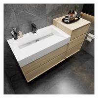 China Modern Style Melamine Board Counter Top Basin Bathroom Vanity with Handle-Free Design for sale