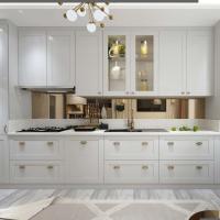 China Modern High Gloss Flat Pack Kitchen Cabinet Furniture with PVC Membrane Door Panel for sale