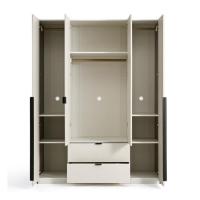 China Master Bedroom White Solid Wood Wardrobe with Dressing Table in Lacquered Finish for sale
