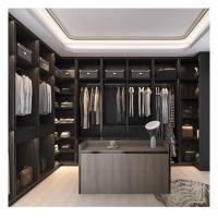 China Leisure Facilities Modern Glass Panel Solid Wood Walk In Wardrobe with Lighting Design for sale