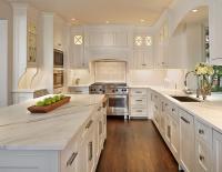 China Solid Wood Fitted Carving Kitchen Cabinet Set in American Classic Gray with Flat Edge for sale