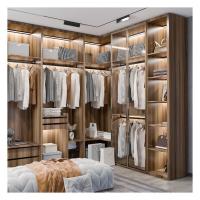 China Home Furniture Modern Black Aluminium Framed Glass Panels Solid Wood Wardrobe with Light Bar Decoration for sale