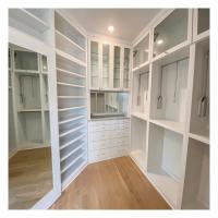 China Bedroom Furniture Custom Walk-in Wardrobe with White Aluminium Frame and Glass Panel for sale