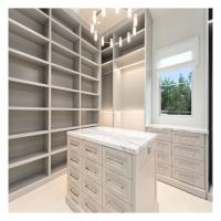 China Bedroom Furniture Custom Walk-in Wardrobe with White Aluminium Frame and Glass Panel for sale