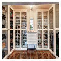 China Bedroom Furniture Custom Walk-in Wardrobe with White Aluminium Frame and Glass Panel for sale