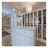 China Bedroom Furniture Custom Walk-in Wardrobe with White Aluminium Frame and Glass Panel for sale