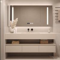 China Modern Style Wall Hung Vanity with Mirror and Basin in Luxury Hotel Bathroom Cabinets for sale