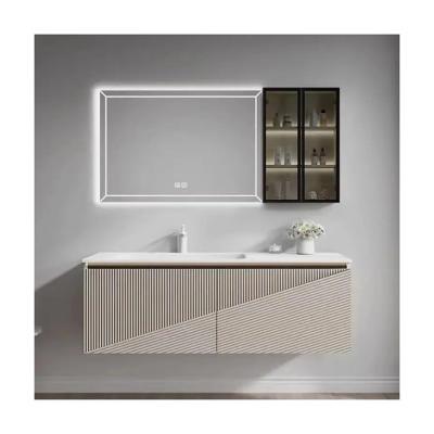 China Metal Frame Wall Mounted Bathroom Cabinet Vanity Set with Double Sink and Silver Mirror for sale