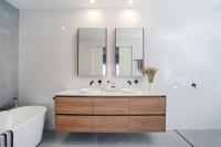 China Wall Mounted Customized Concrete Bathroom Vanity Cabinet Set with Cupboard and Mirror for sale