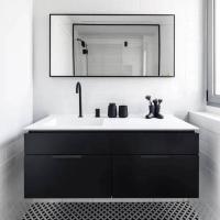 China Black Bathroom Vanities with Floating Vanity Cabinet and Custom Bath Set Organizer for sale