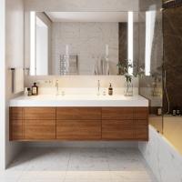 China MDF Carcase Hotel Washroom Furniture Luxury Bathroom Vanity Cabinet with Smart Mirror for sale