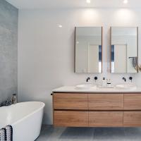 China Small Rectangle Wall Hanging Bathroom Vanity Sink with Bath Tub and Mirror Included for sale